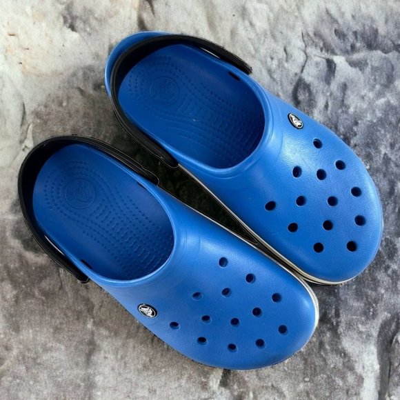CROCS | Shoes | Crocs Blue And Black Slipon Unisex Classic Clogs Size 9 ...